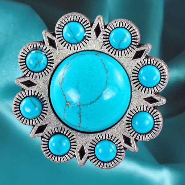 Bling Stone Turquoise 1-1/2-inch Concho - Texas Uniques Store