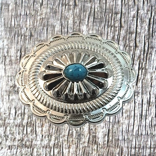 Southwest Oval Turquoise Nickel Finish Mini Concho - Texas Uniques Store
