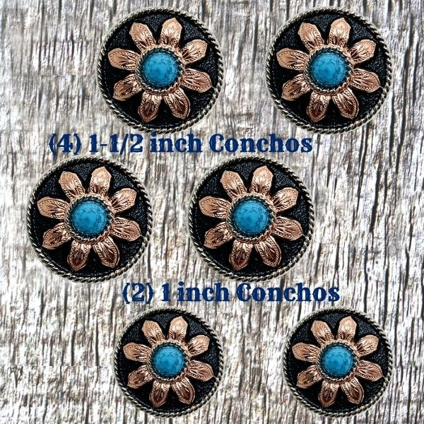 Southwest Desert Daisy Concho Saddle Set-1 - Texas Uniques Store