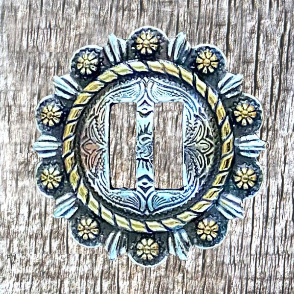 Engraved Rose Berry Saddle Slotted Concho - Texas Uniques Store