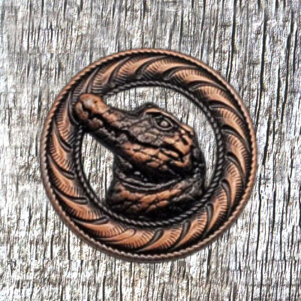 Copper-Plated, 1-3/8-inch, Gator Concho with Screw back