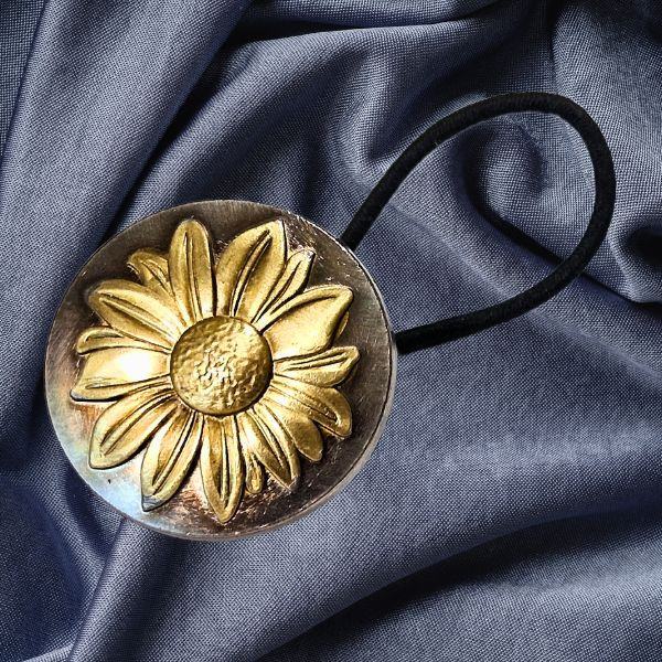 Golden Flower 1-1/2 Inch Concho Barrette