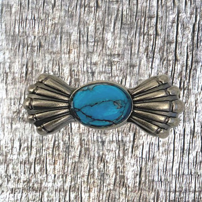 Blossom Spacer Antique Nickel Concho With Turquoise - Texas Uniques Store