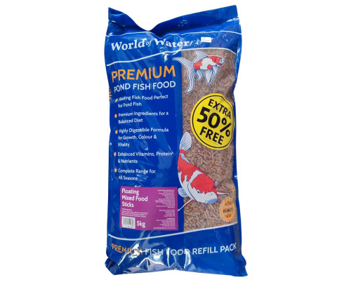 7.55kg Mixed Fish Food Sticks | World of Water | Value Bag