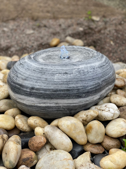 Polished Boulder 30-40cm | Includes Reservoir | White & Grey Marble