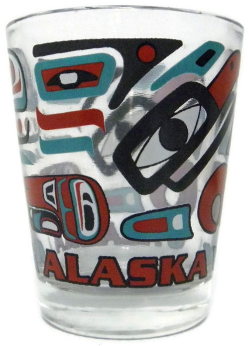 Alaskan Totem Design Clear Shot Glass - Alaska Wild Country
