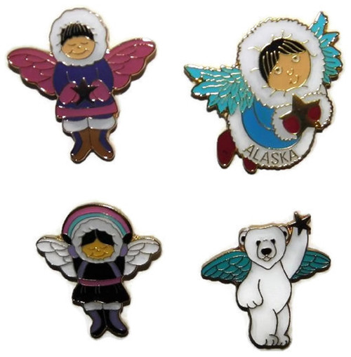 Set of 4 Alaskan Angel Lapel Pins - Alaska Wild Country