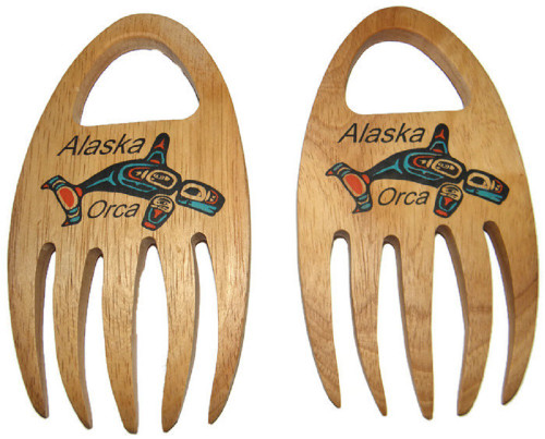 Salad and Pasta Server Set Abstract Native Orca Whale Design Made in ...