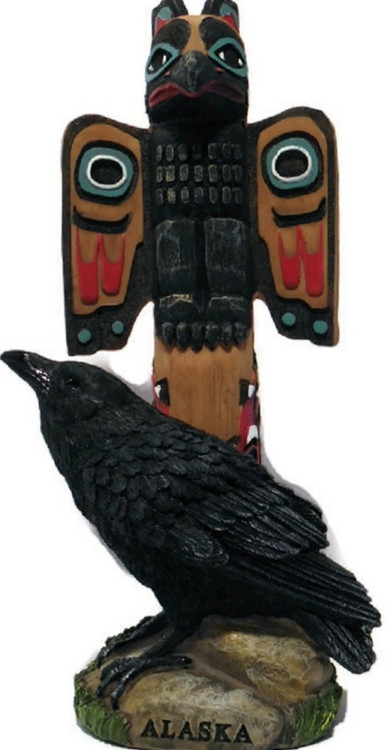 Alaskan Native Motif Raven Totem Pole 10 In. Decorative Piece - Alaska ...