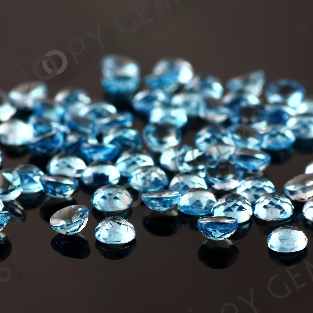 Swiss Blue Topaz Rose Cut Cabochon 4mm Round - Joopy Gems