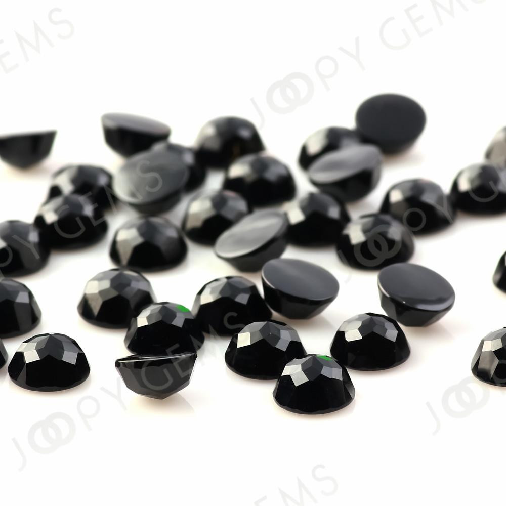 Black Spinel Rose Cut Cabochon 6mm Round - Joopy Gems