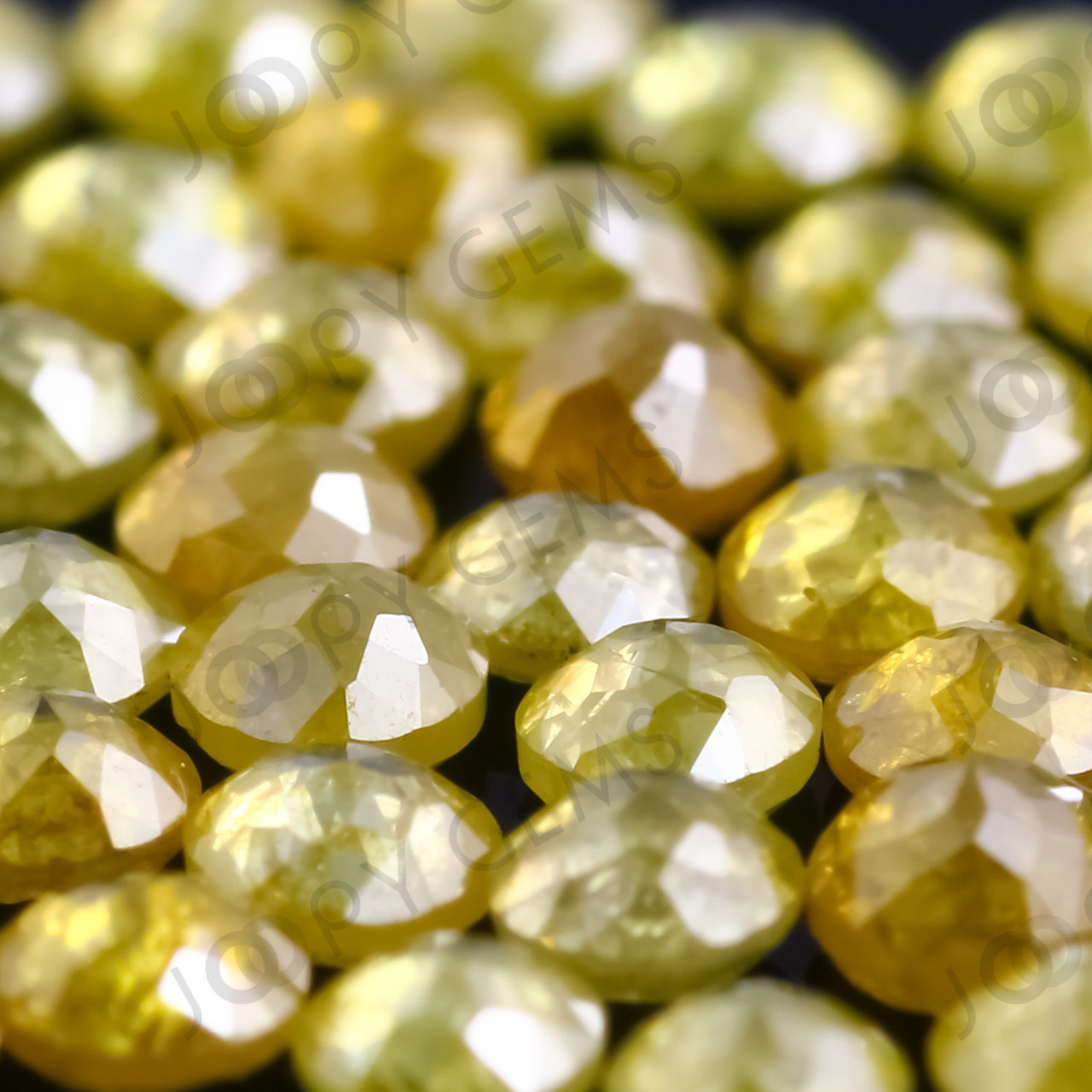 Yellow Diamond Rose Cut Cabochon 2mm Round - Joopy Gems
