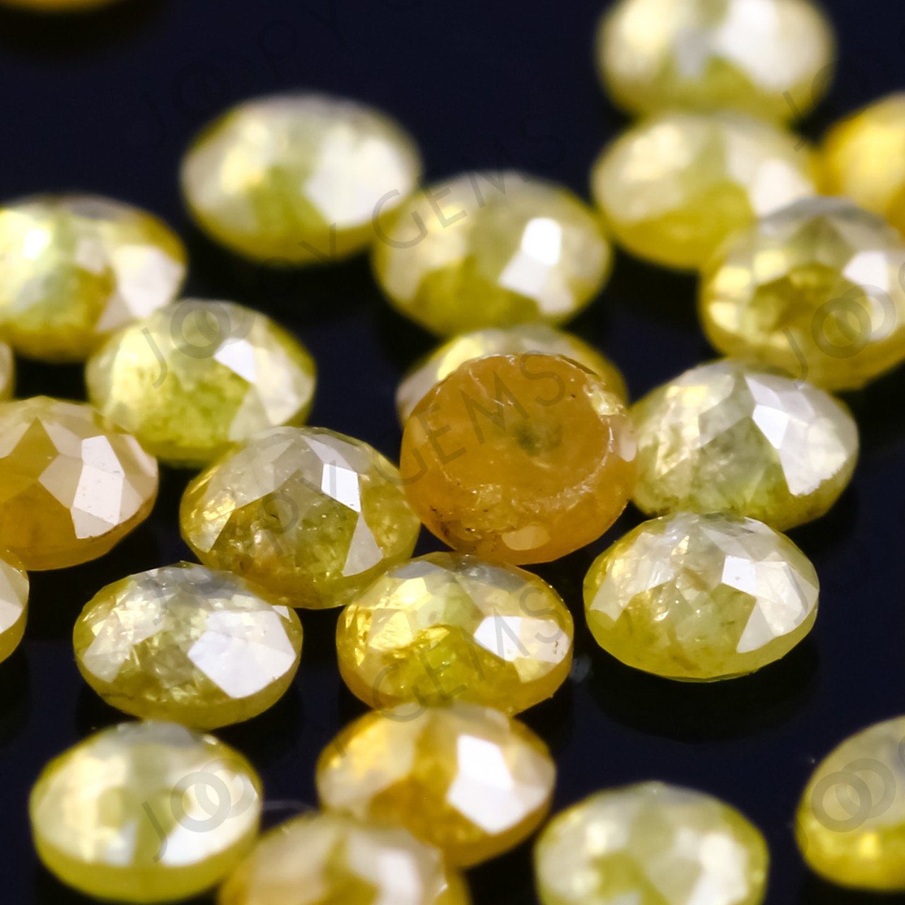 Yellow Diamond Rose Cut Cabochon 2mm Round - Joopy Gems