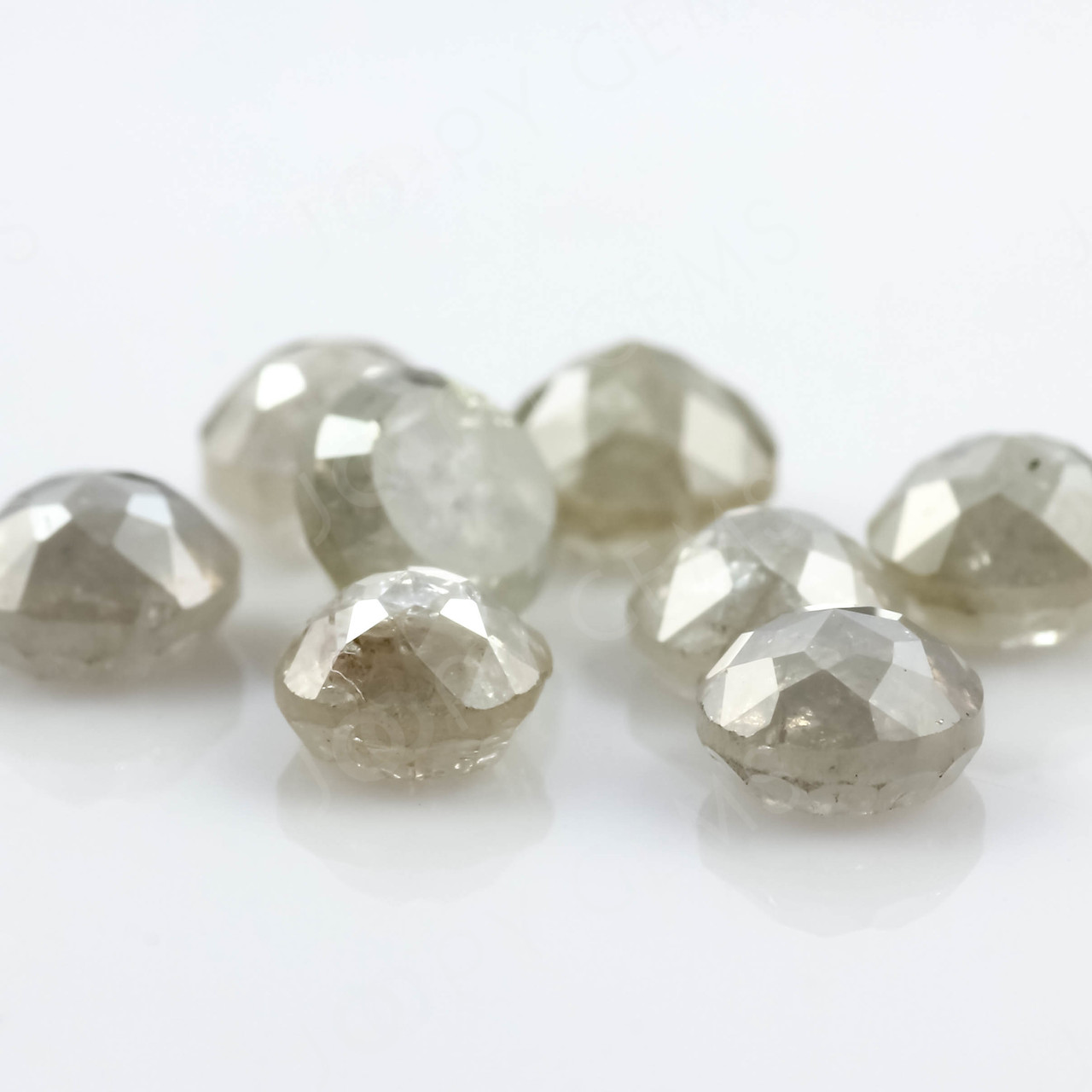 Light Grey Diamond Rose Cut Cabochon 4mm Round - Joopy Gems