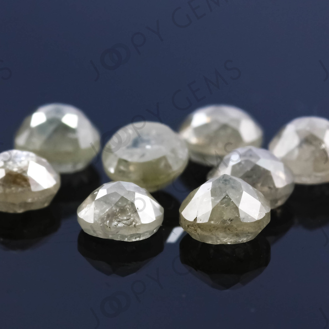 Light Grey Diamond Rose Cut Cabochon 4mm Round - Joopy Gems