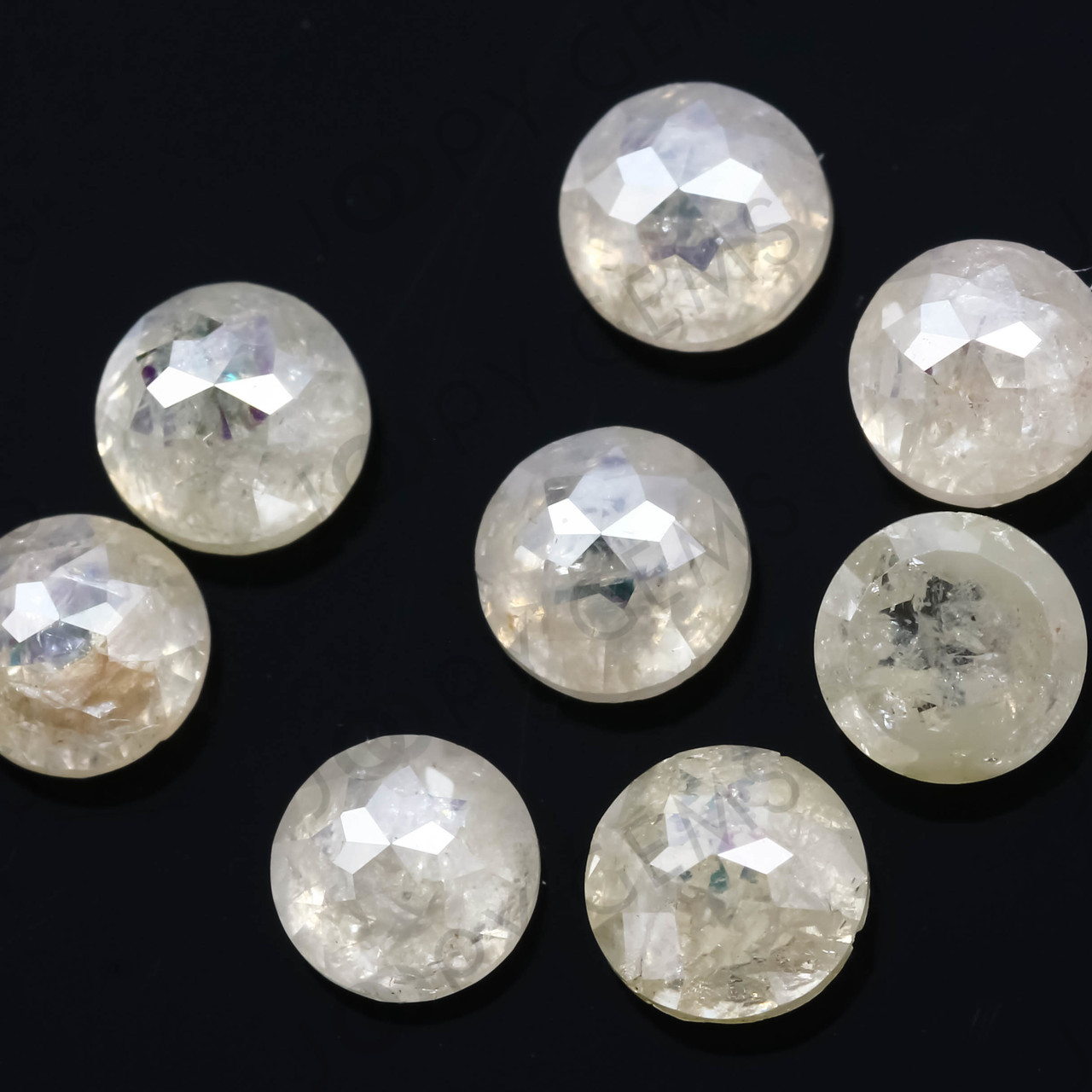 Light Grey Diamond Rose Cut Cabochon 4mm Round - Joopy Gems