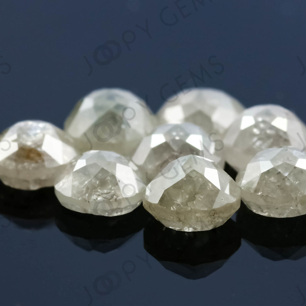 Light Grey Diamond Rose Cut Cabochon 4mm Round - Joopy Gems