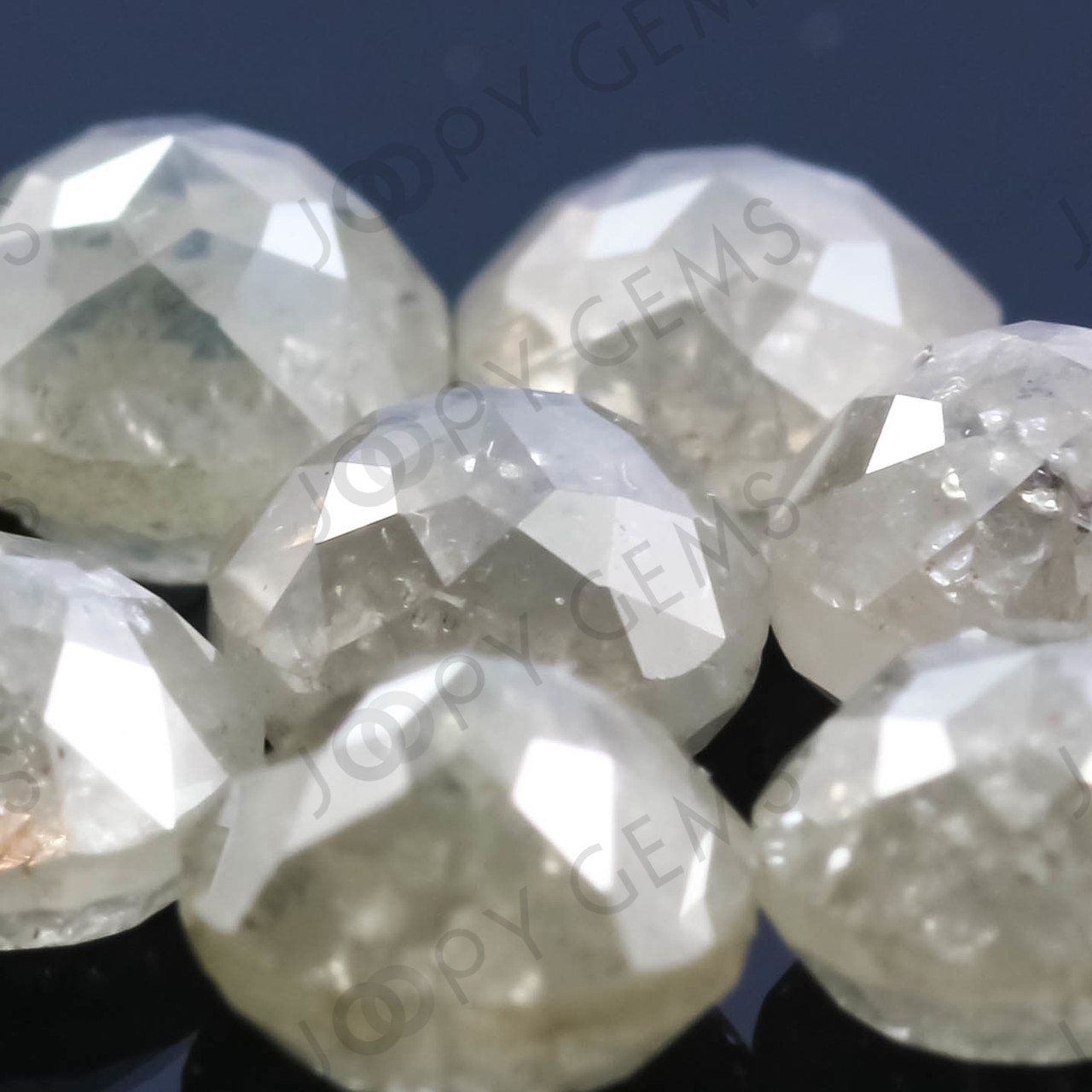 Light Grey Diamond Rose Cut Cabochon 4mm Round - Joopy Gems