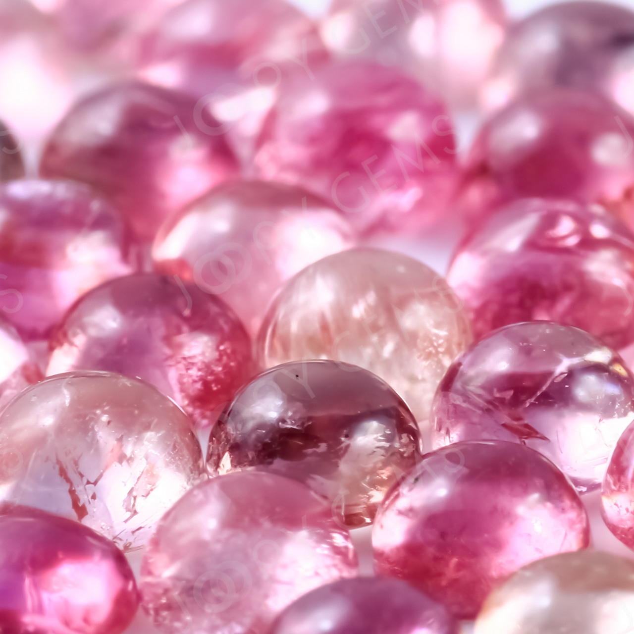 Light Orange-Pink Tourmaline Cabochon 4mm Round - Joopy Gems