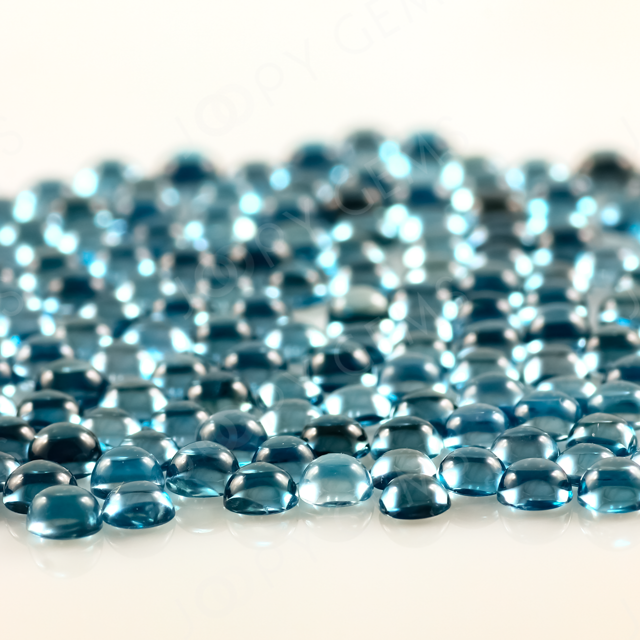 London Blue Topaz Cabochon 3mm Round - Joopy Gems
