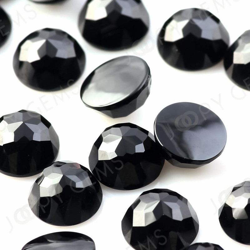 Black Spinel Rose Cut Cabochon 6mm Round - Joopy Gems