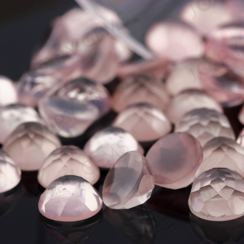 Rose Quartz Rose Cut Cabochon 8mm Round - Joopy Gems
