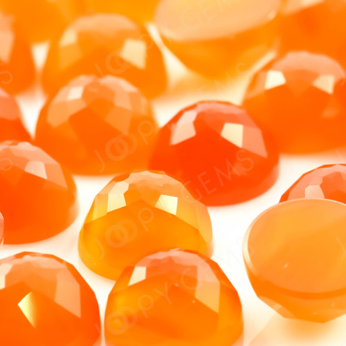 Carnelian Rose Cut Cabochon 8mm Round - Joopy Gems