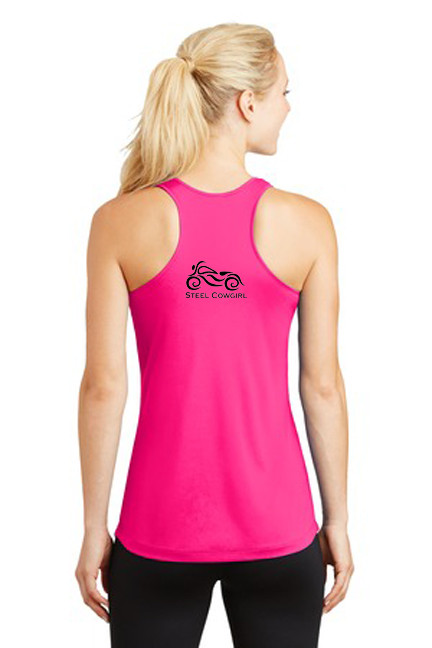 Wicking Racerback Neon Pink Therapy Happens In The Wind Motorcycle Tank