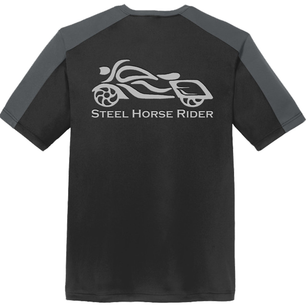 Steel Horse Rider Men's Black/Gray Wicking Reflective Graphic Short ...
