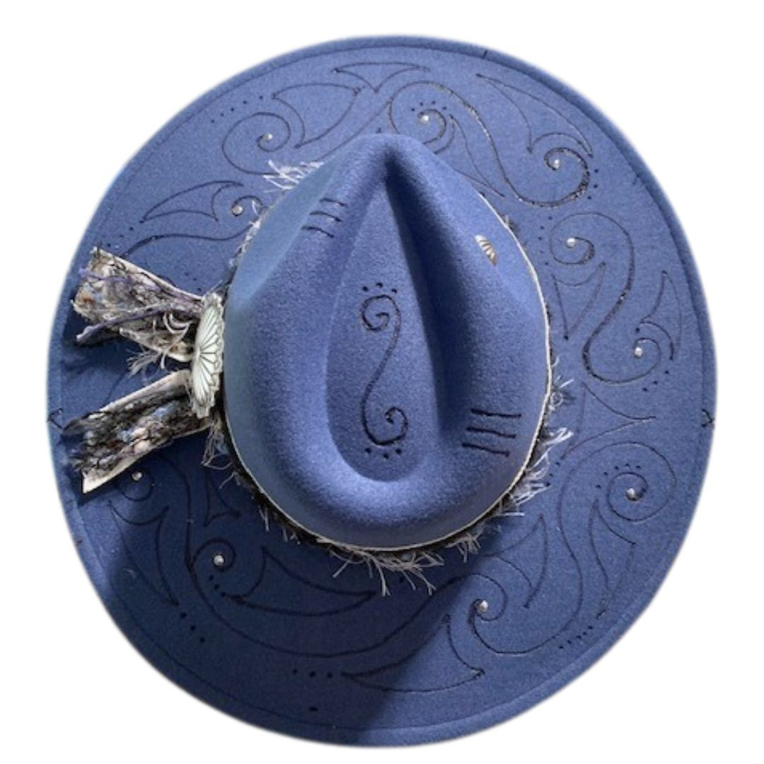 "Blue Ridge Beauty" Indigo Blue Rancher Style Cowboy Hat