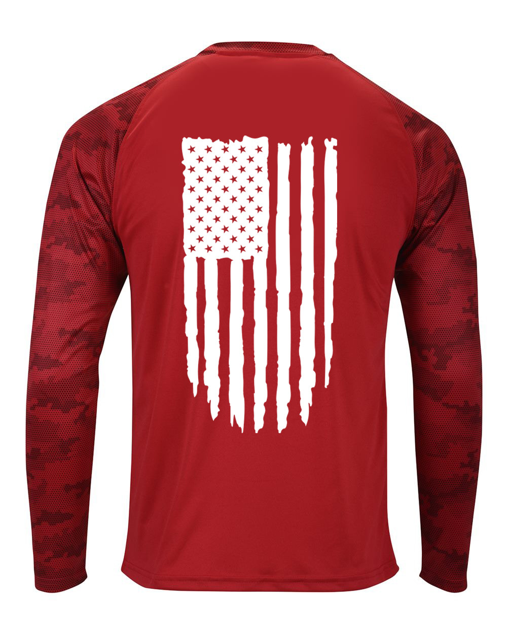Men's Red UPF 50+ American Flag Wicking Motorcycle Shirt