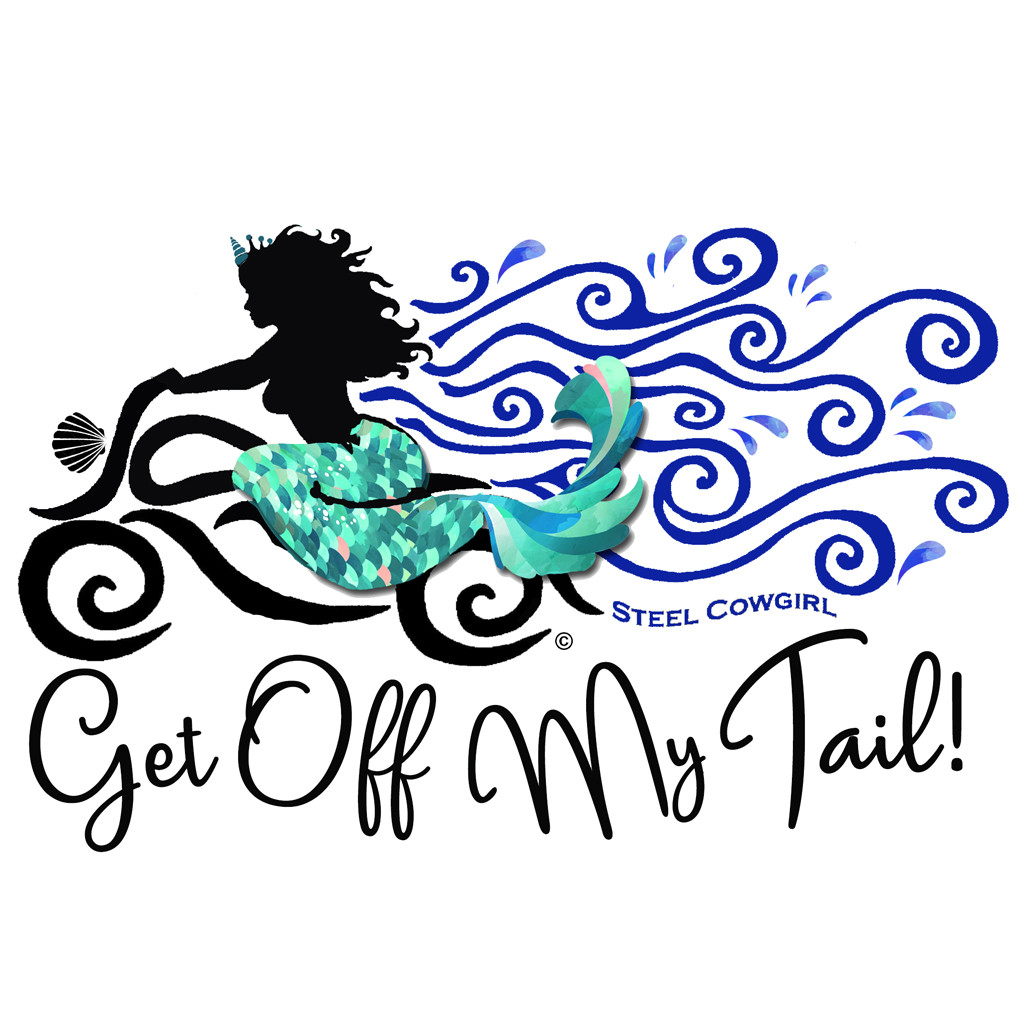 Get Off My Tail Motorcycle Riding Mermaid White Hoodie