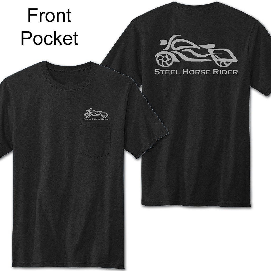 Steel Horse Rider Long Sleeve Reflective Graphic Black Motorcycle T-Shirt