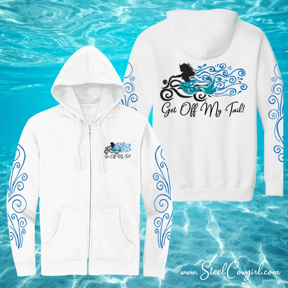 Get Off My Tail Motorcycle Mermaid White Tank Top