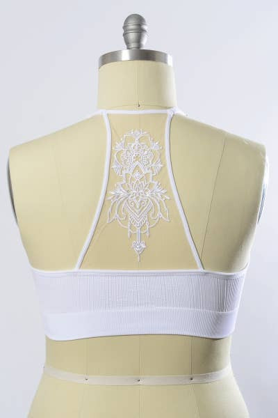 Pretty White Filigree Racerback Bralette