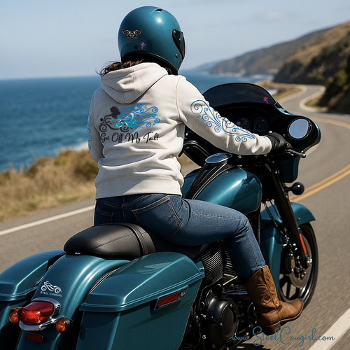 Get Off My Tail Motorcycle Riding Mermaid White Hoodie
