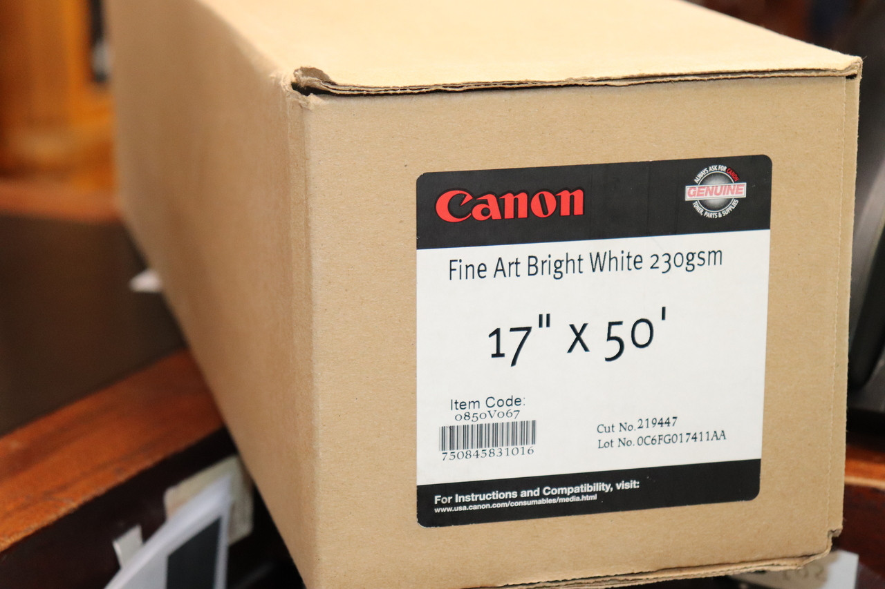 Fine Art Bright White Paper, 230 Gsm, 17" X 50 Feet, Roll