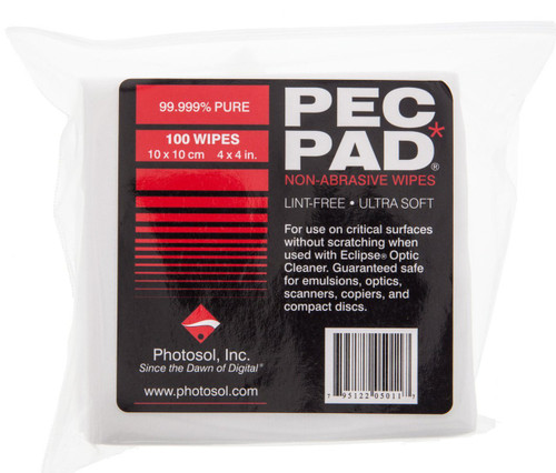 PEC*PAD Non-Abrasive Wipes 4"X4". 25 Wipe Package at Acephoto.net
