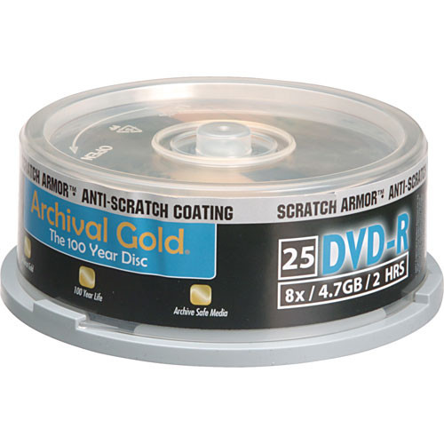 DVD-R/25 Archival Gold Injet Printable- W at Ace Photo
