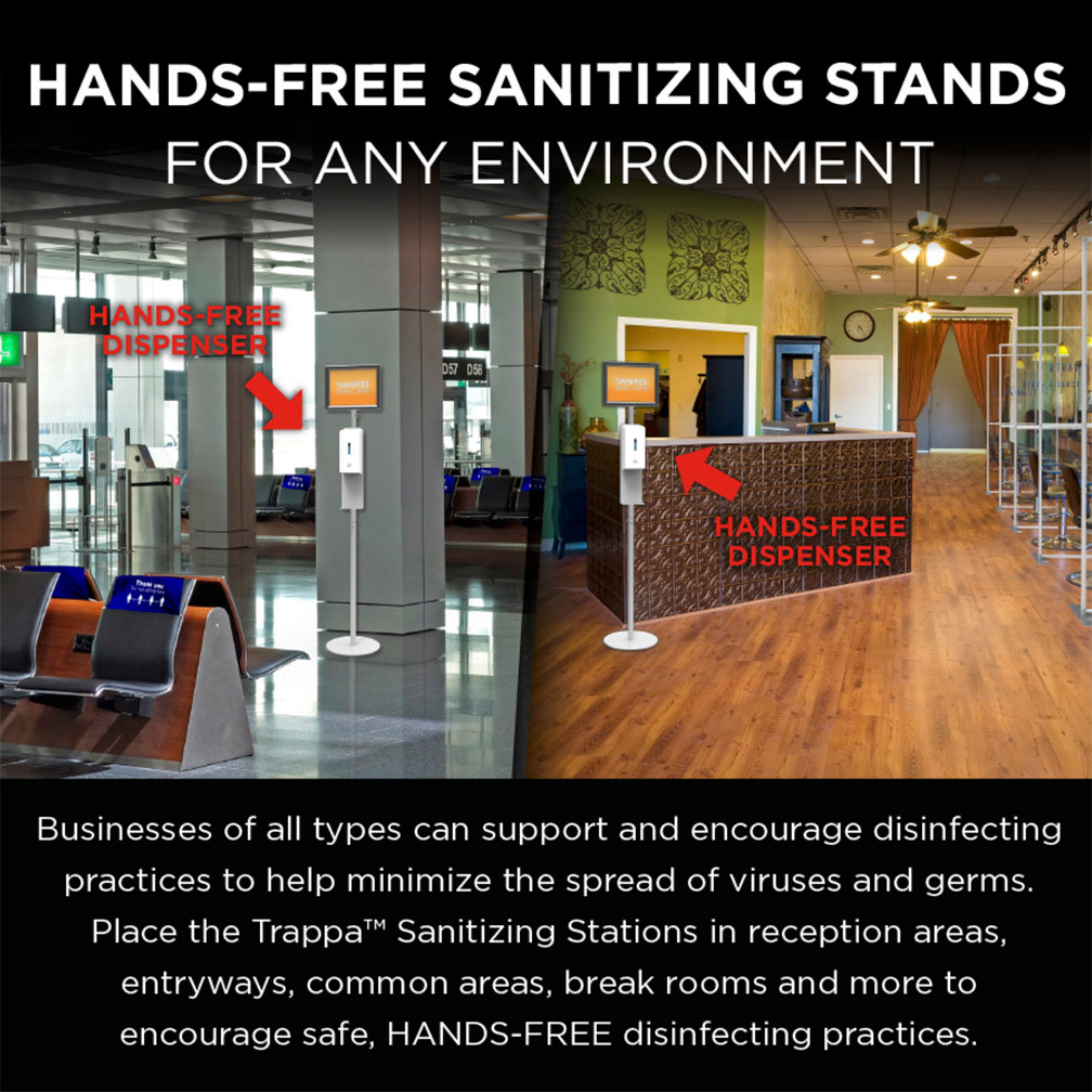 Sanitizing Stands with Overhead Sign