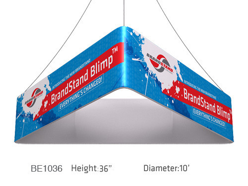 Triangle Hanging Sign, Overhead Hanging Banners, Brandstand blimp trio