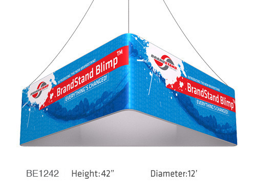 Triangle Hanging Sign, Overhead Hanging Banners, Brandstand blimp trio