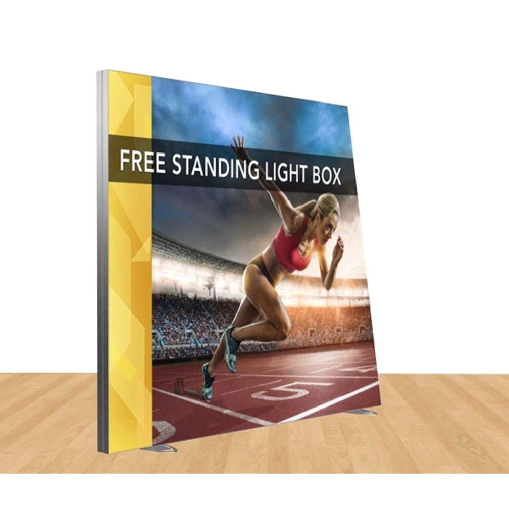 Corner Booth Angled Freestanding Light Box Display