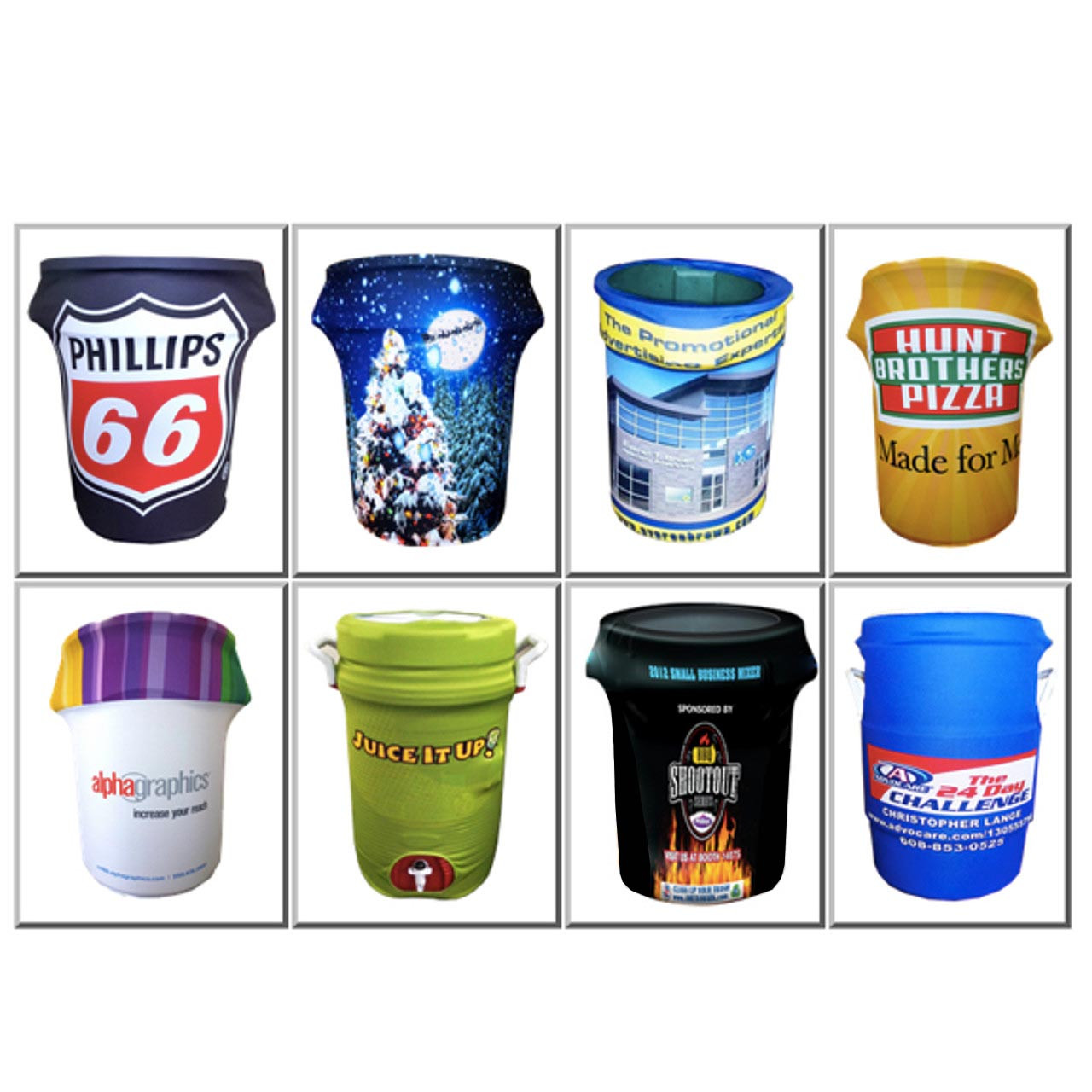 TrashWorks Wrap Printed Spandex Bin Covers Trash Can Covers Outdoor ...