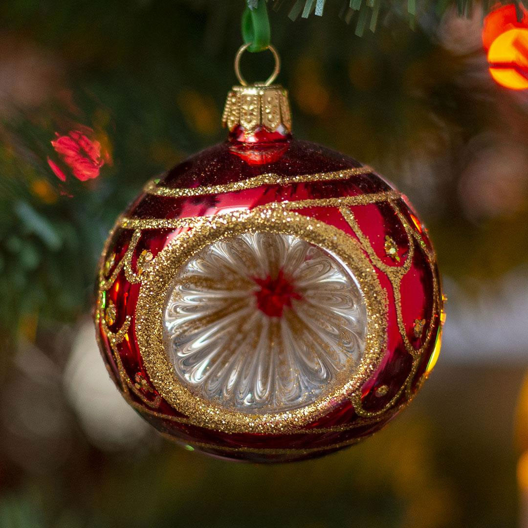 Folkstar Reflector Red Ball Ornament | The Polish Store