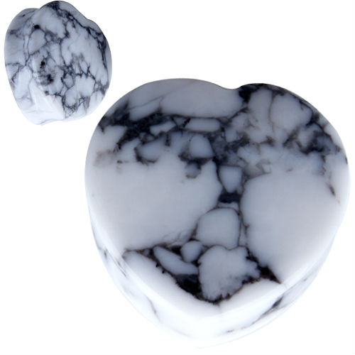 TEAL AND BLACK HOWLITE ORGANIC STONE EAR GAUGES-PAIR - So Scene