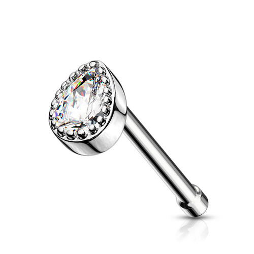 Teardrop CZ Gem Nose Bone Ring | 925 Sterling Silver | 24 Gauge Nose ...