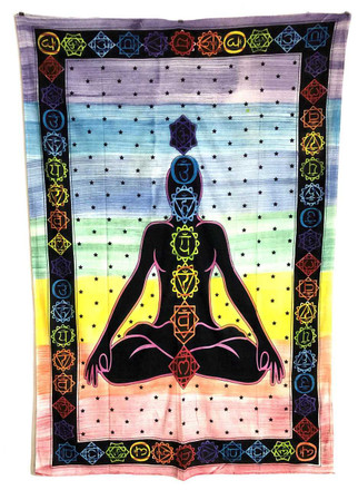 Indian Cotton Tapestry Hand Painted 7 Chakra (135 x 220 cm) Shop VD ...