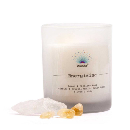 Energizing Scented glass candle with Crystals Vrinda