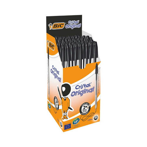 BIC Cristal Ballpoint Pen - Black - Pack of 50 - Talking Turtle